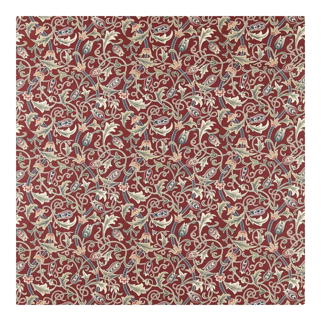 Morris & Co. Scrolling Tulip Fabric in Plum - a sample | Chairish