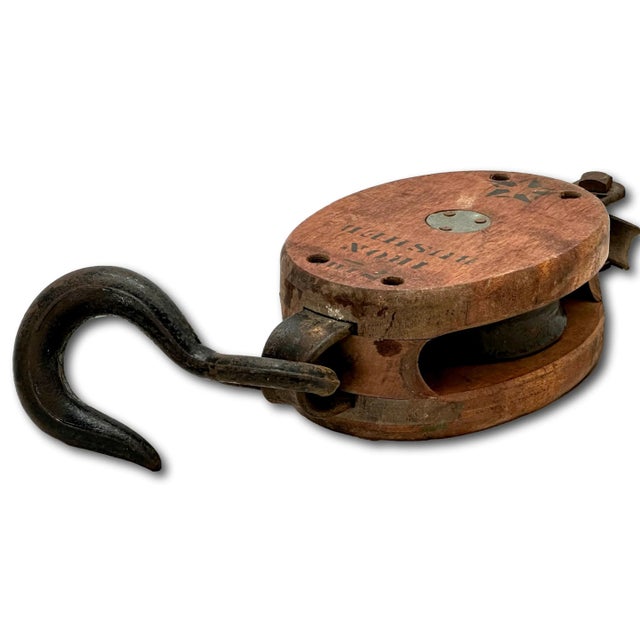 Antique Tall Ship Sail Rigging Block & Tackle Pulley by Boston ...