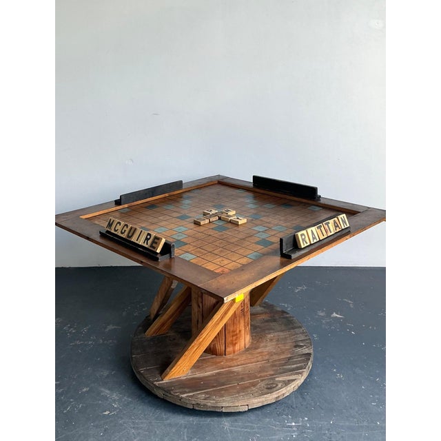 Vintage Monumental Wood Scrabble Board Game Table | Chairish