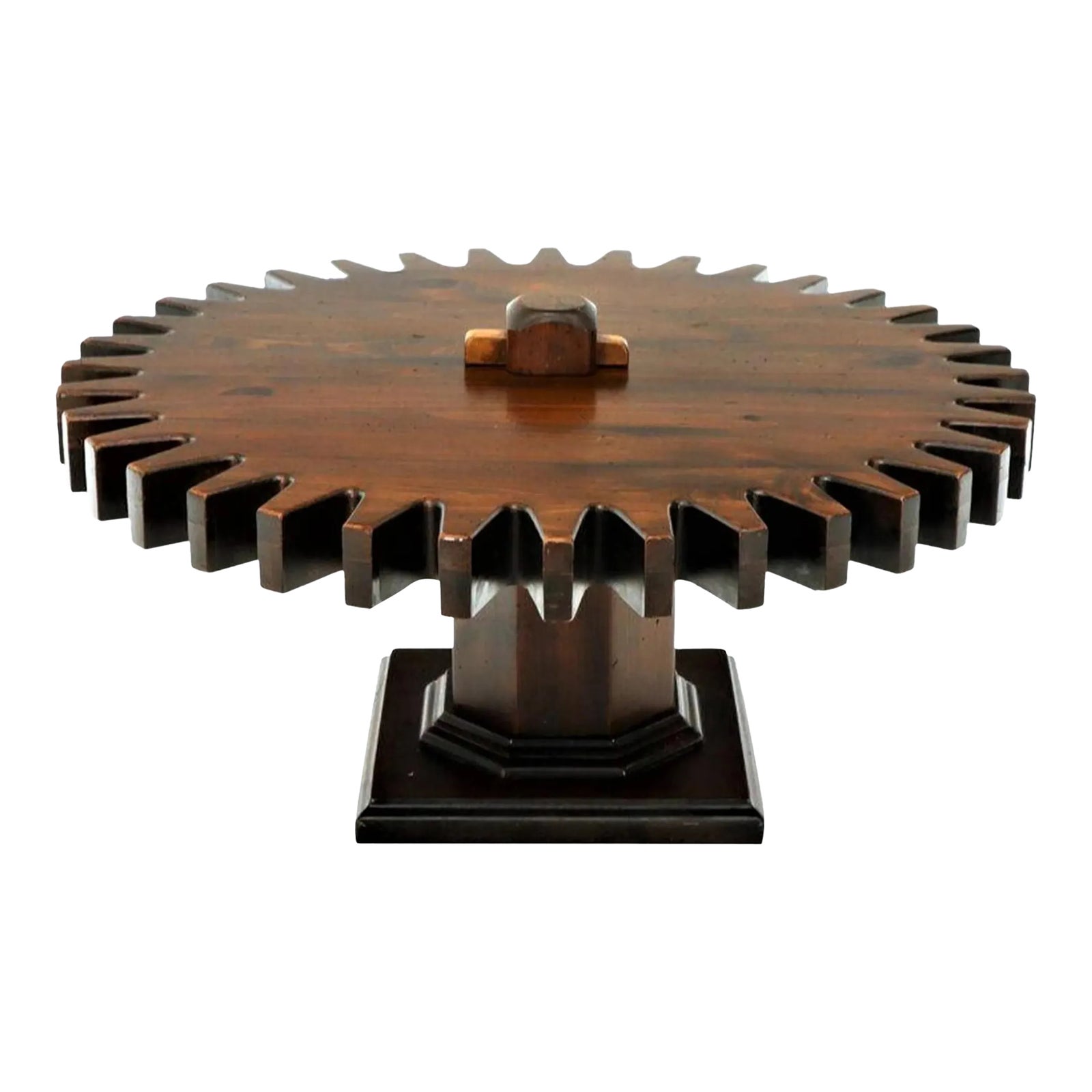 Vintage Ethan Allen Pine Gear / Cog Coffee Table | Chairish