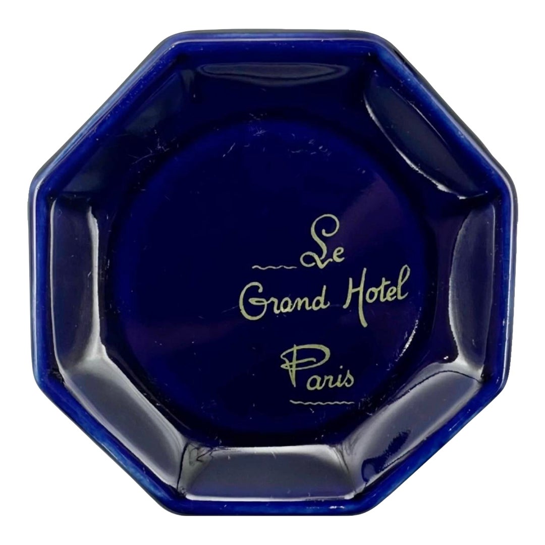 Vintage 5-Star Le Grand Hotel Paris Ashtray Trinket Dish Cobalt Blue ...