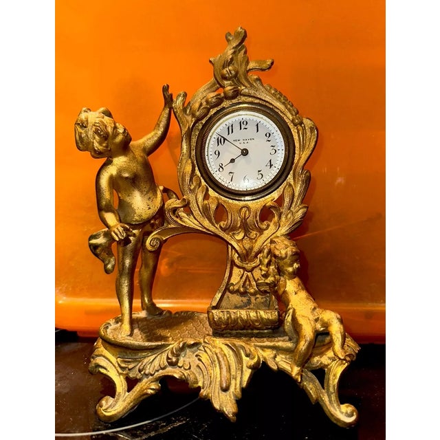 19th Century Figural Victorian Desk Clock by New Haven | Chairish
