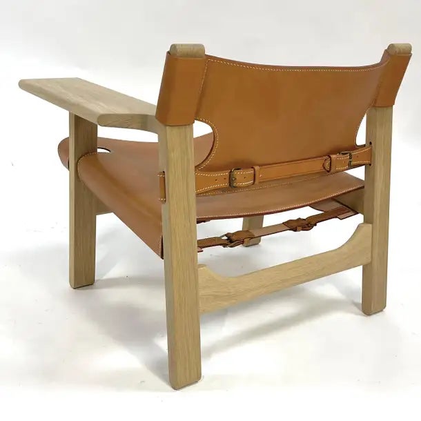 Børge Mogensen Oak & Saddle Leather 1958 Spanish Chair for Frederica ...