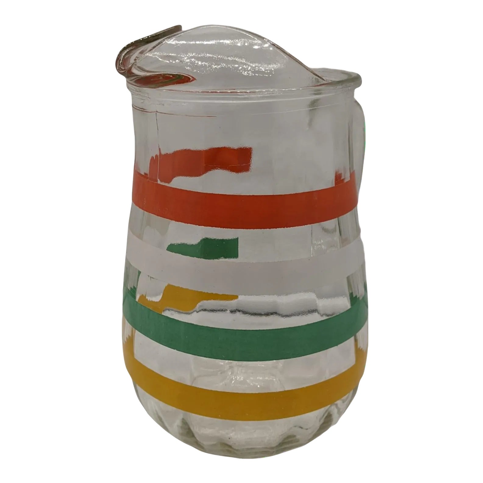 Vintage Anchor Hocking Multi Colored Stripe Pitcher Juice Pitcher Urn ...