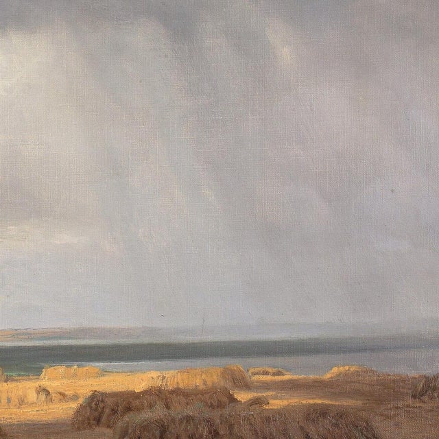 Alfred Broge, Coastal Landscape with Rain, Early 20th Century, Oil ...