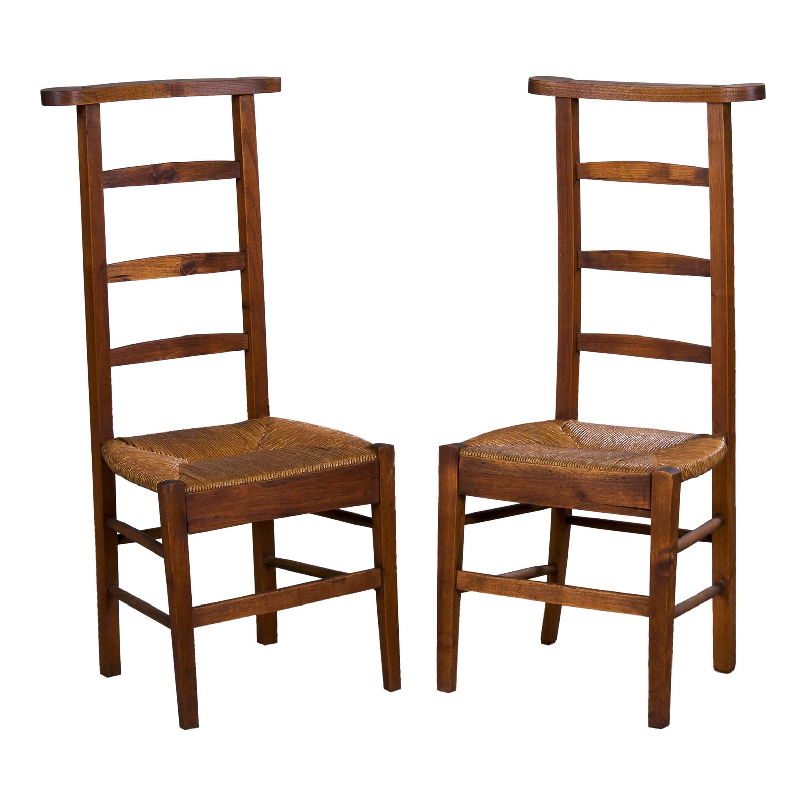 Antique Country French Provincial Ladder Back Oak Praying Chairs W ...