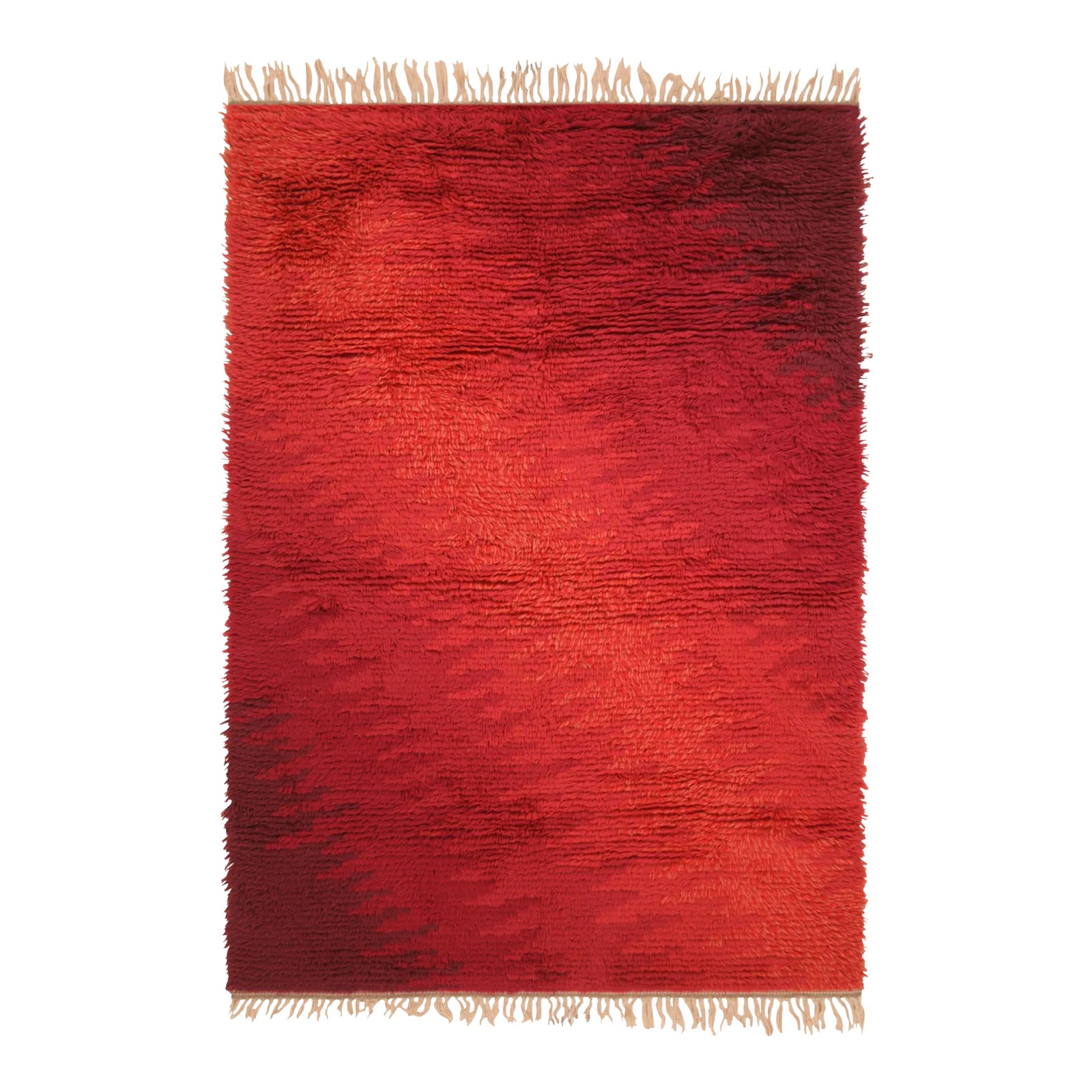 Vintage Swedish Rya Rug in Red With Geometric Patterns | Rug & Kilim ...
