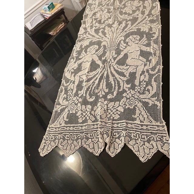1920s Antique French Hand Made Lace Curtain Panel | Chairish
