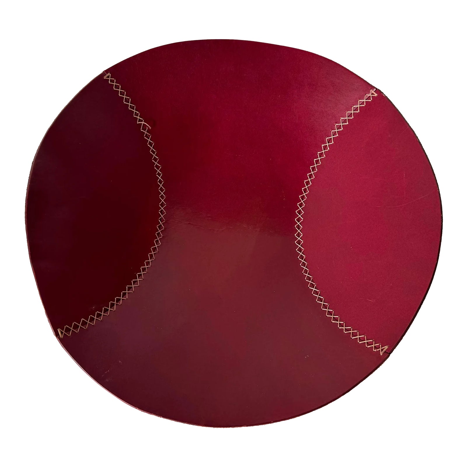 1980's Vintage Baseball Ball - Shape Red Leather Bowl / Dish | Chairish