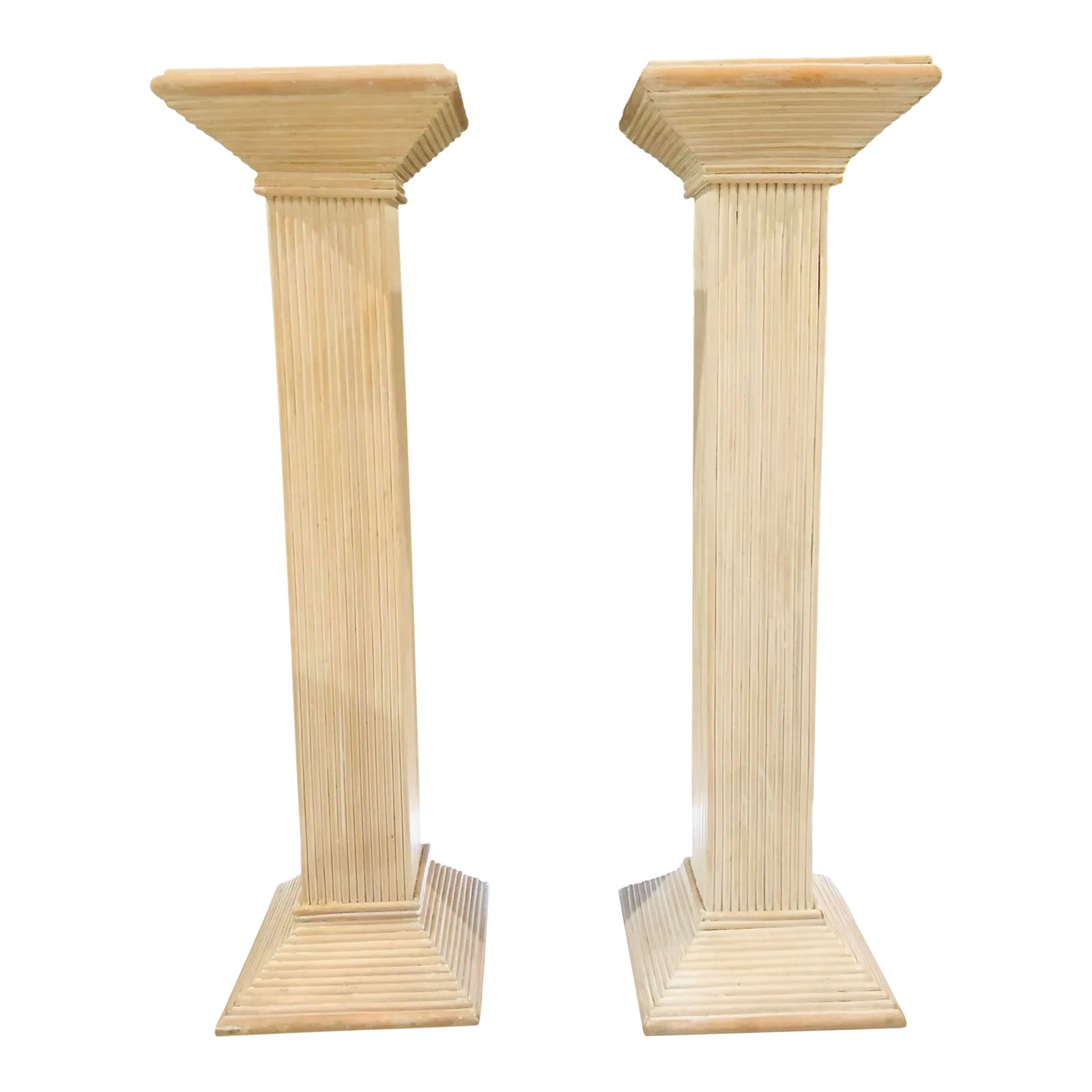 Pencil Reed Pedestals in the Style of Gabriella Crespi - Set of 2 ...