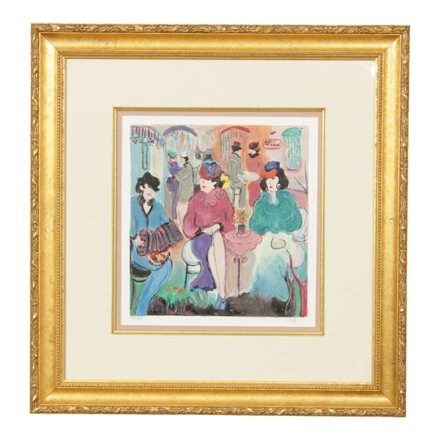 Mid 20th Century "In the Cafe" Serigraph Print by Zule Moskowitz | Chairish
