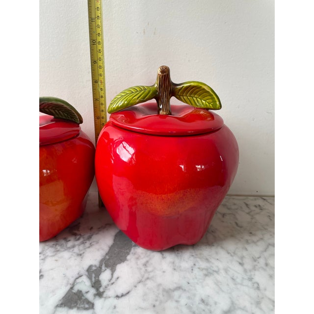 Mid Century Apple Kitchen Canisters Set | Chairish