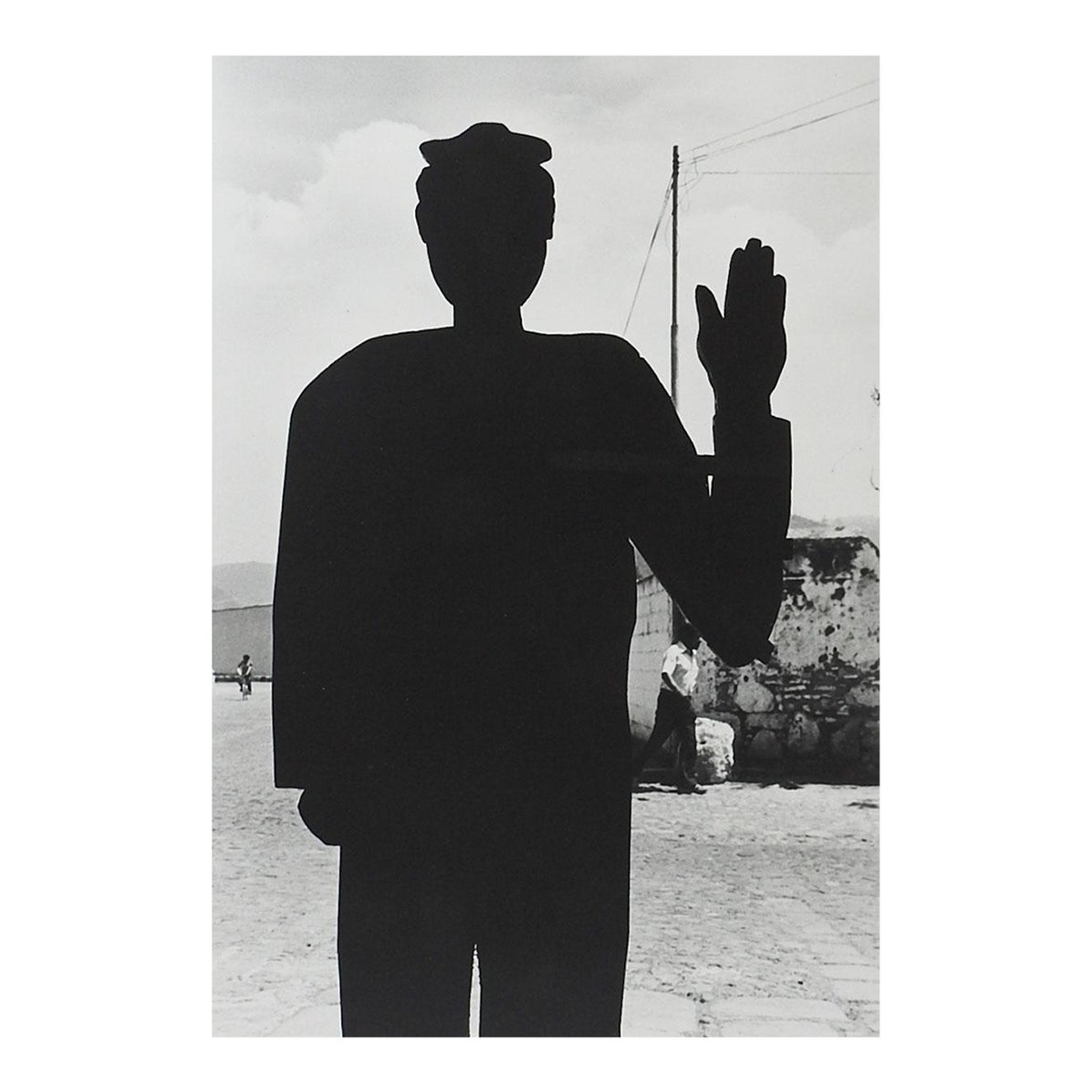 Surreal Stop Sign Figure Black & White Photograph | Chairish