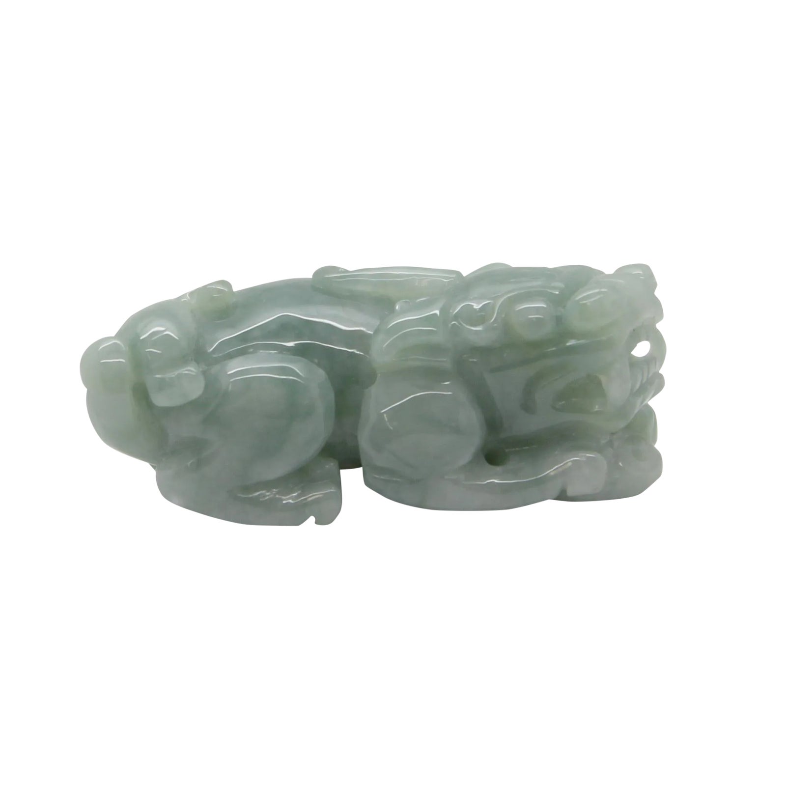 Detail Chinese Hand Carved Natural Jade Feng Shui Lucky Pixiu Figure ...