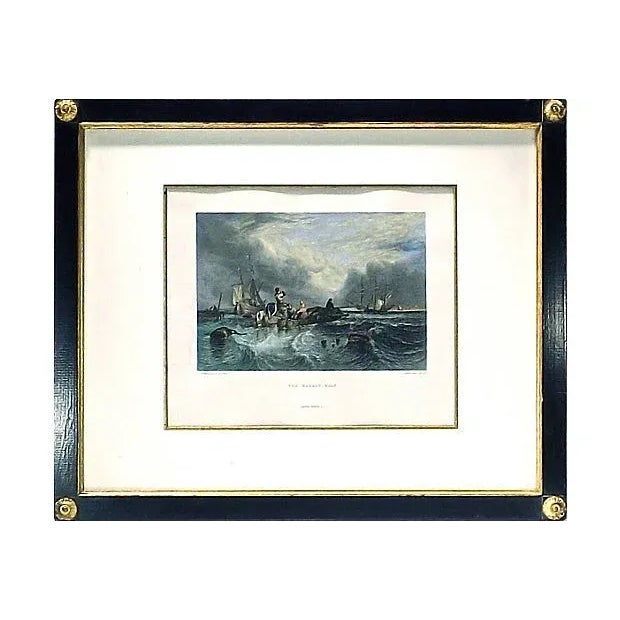Vintage "The Market Boat" Engraving | Chairish