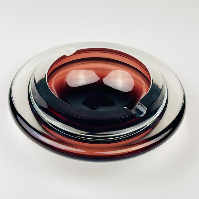 1980s Original Bordo Murano Glass Ashtray, Italy | Chairish