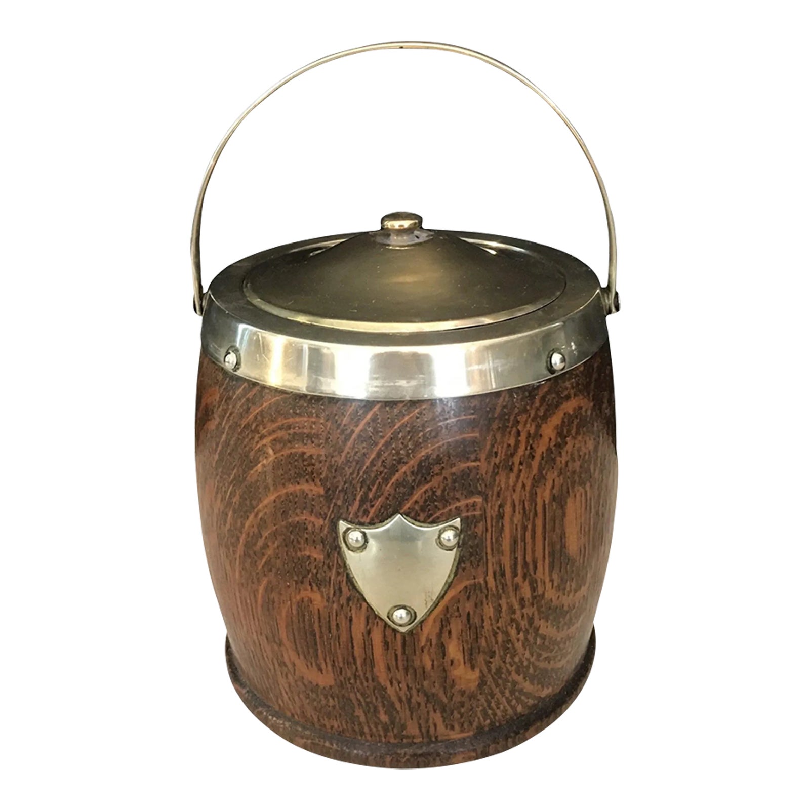 Early 20th Century British Oak Biscuit Barrel | Chairish