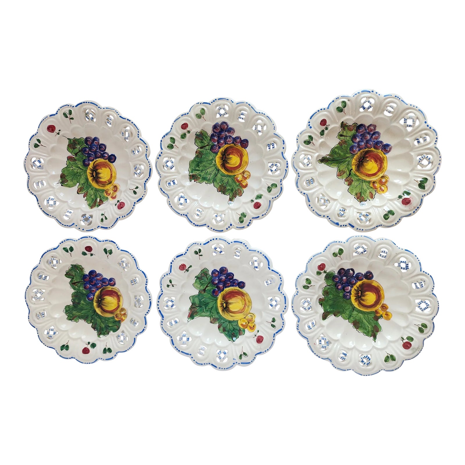 Vintage Ceramic Handpainted Italian Plates for B.Altman & Co Nyc - Set ...