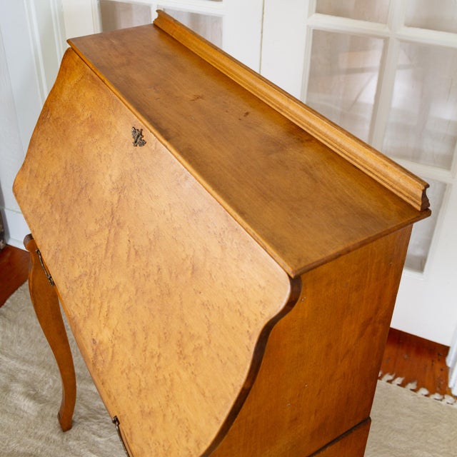 Petite Victorian Birdseye Maple Secretary Desk and Chiavari Chair Set ...
