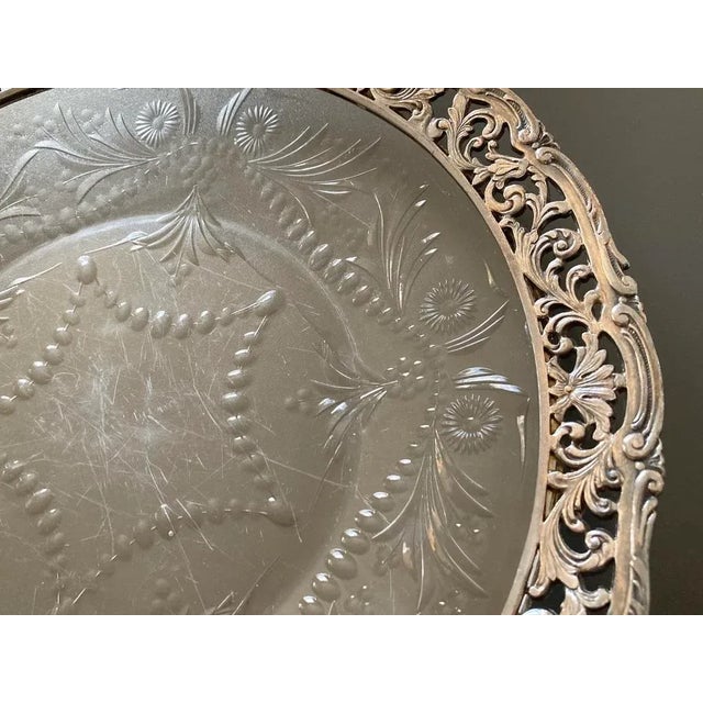 Early 20th Century Etched Art Glass Large Platter Serving Tray With ...