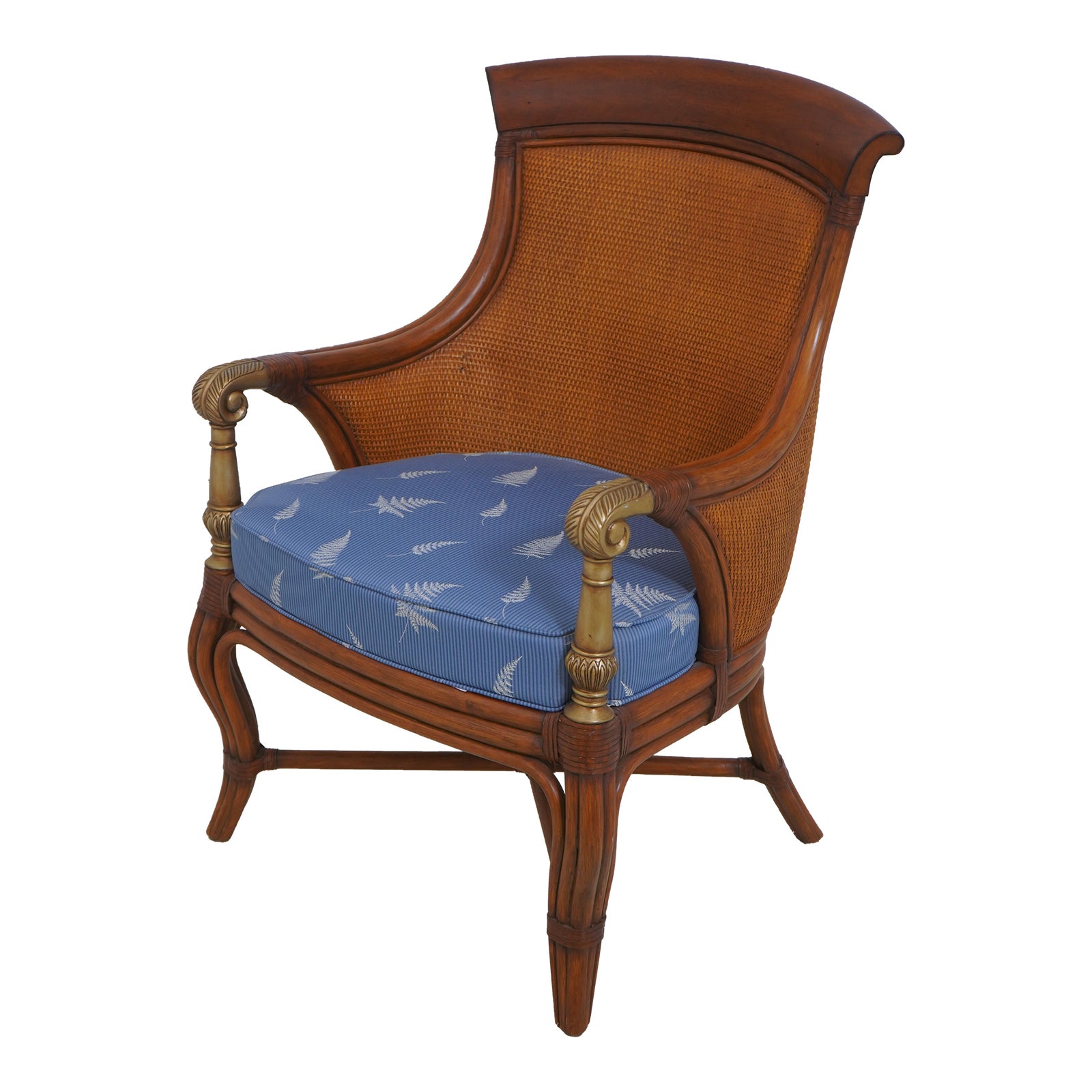 Ethan Allen Caribbean Style Arm Chair W. Rattan | Chairish