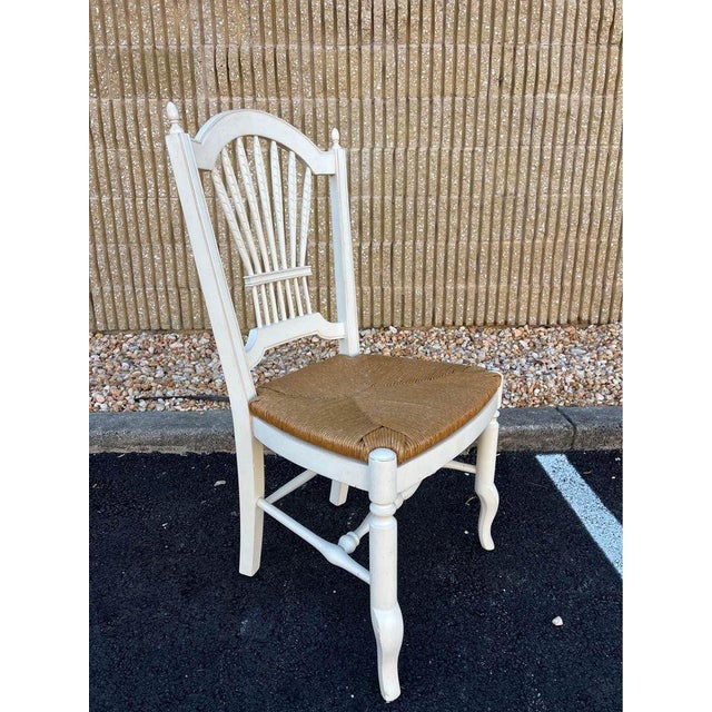 Late 20th Century Ethan Allen Wheat Back White Painted Rush Seat Dining ...
