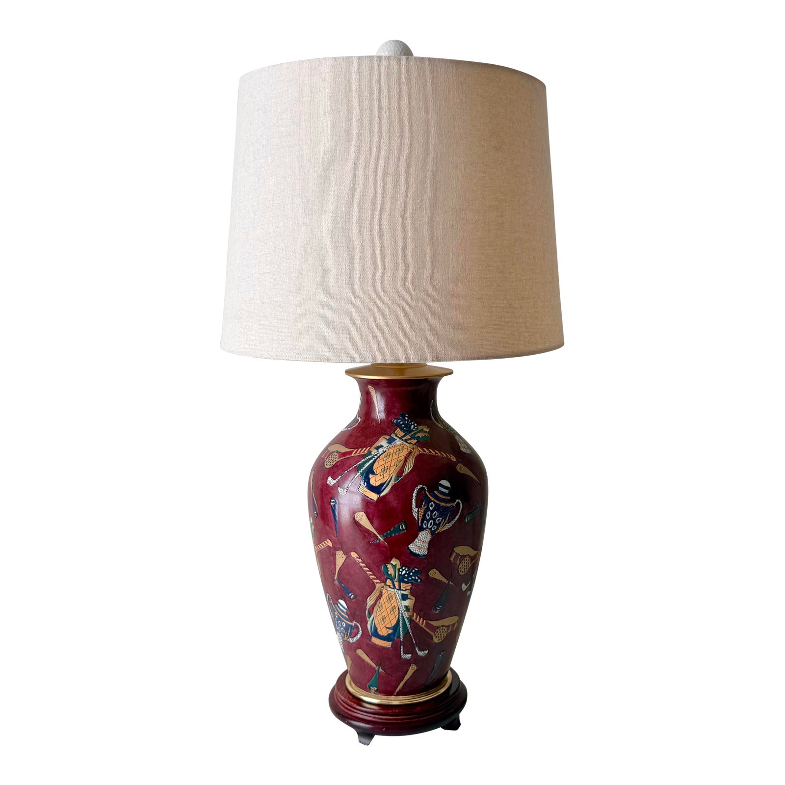 Late 20th Century Wildwood Golf Bag Porcelain Table Lamp | Chairish