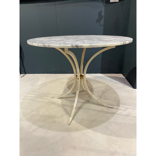1950s Round Marble Table With Curved Arched Base | Chairish