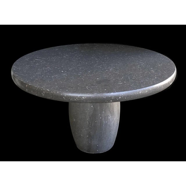 Carved Belgian Bluestone Round Dining/Center Table with Barrel-form ...