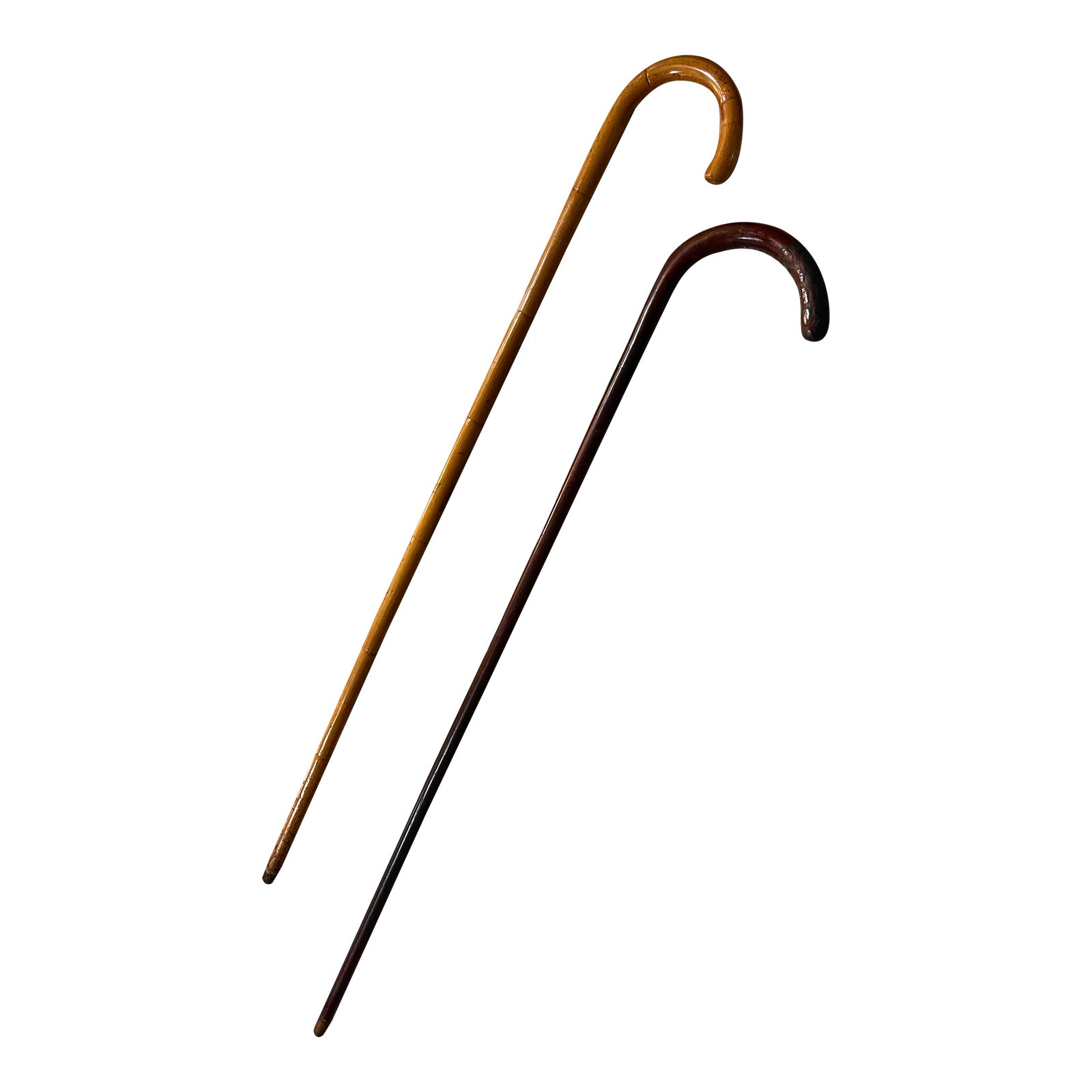 19th C. English Wood Walking Sticks or Canes, a Pair | Chairish