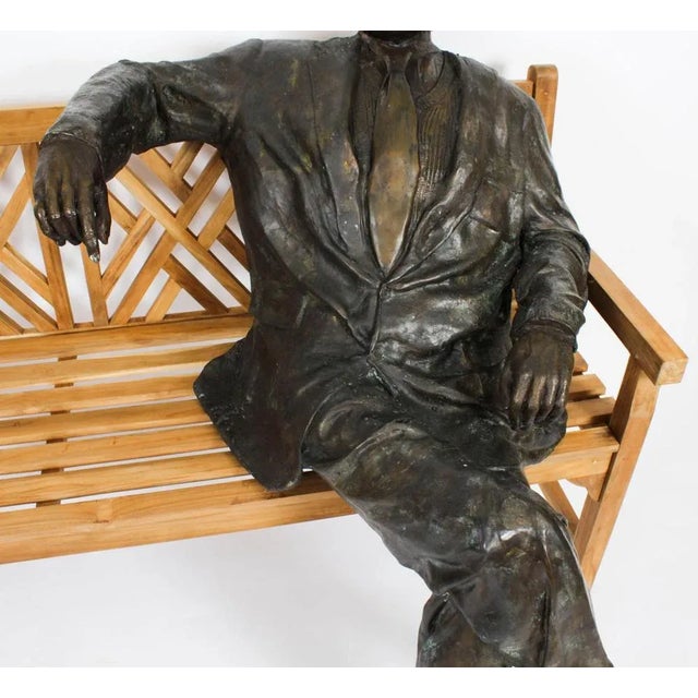 Vintage Life Size Sculpture of Albert Einstein on a Garden Bench, 20th ...