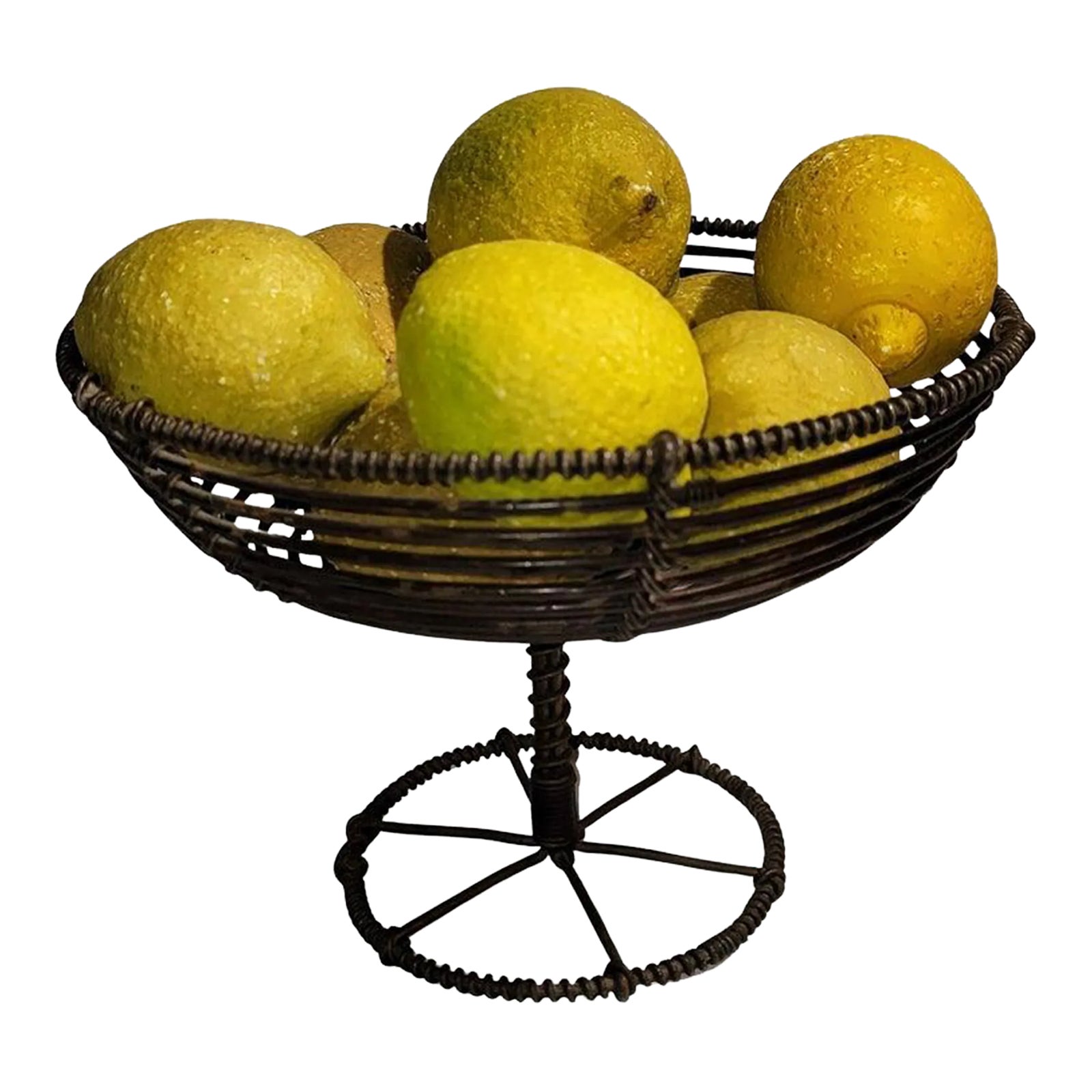 19thc Wire Basket W/ Alabaster Nine Lemons | Chairish