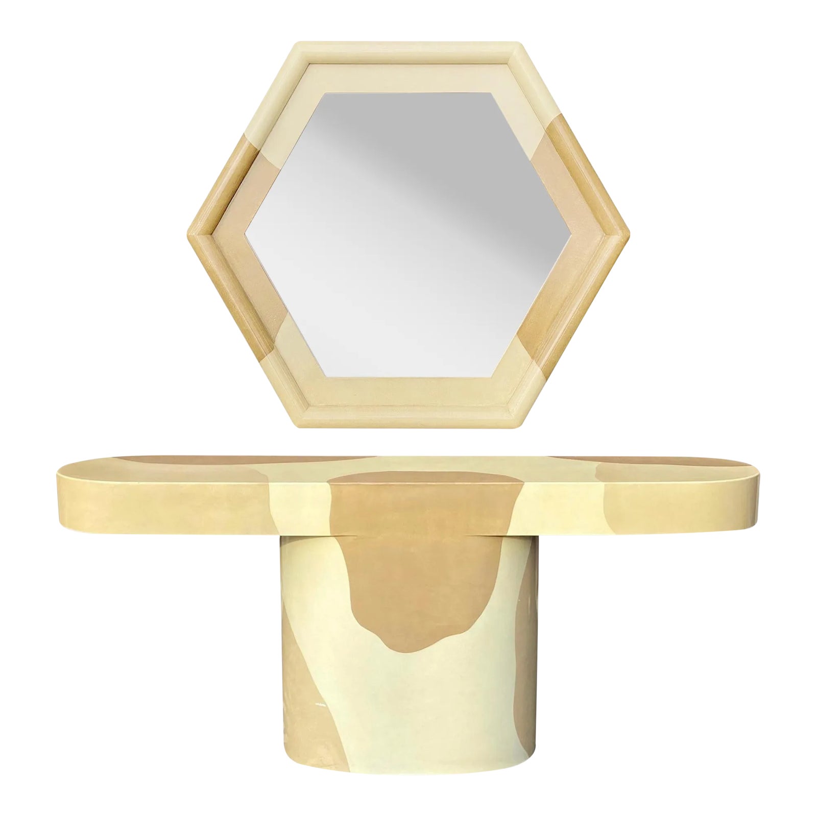 Vintage Karl Springer Style Console Table With Mirror Set | Chairish