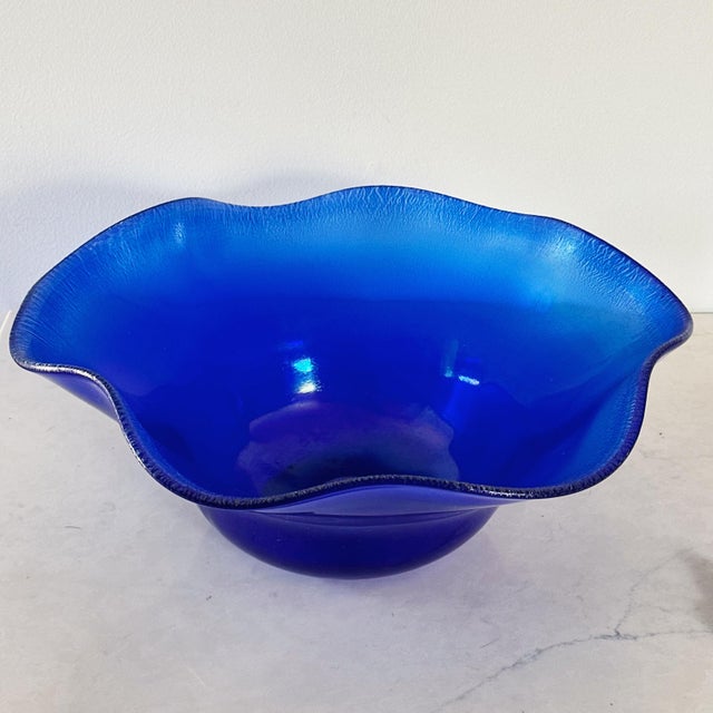 Vintage Hand Blown Glass Sink Basins in Iridescent Blue With Infused ...