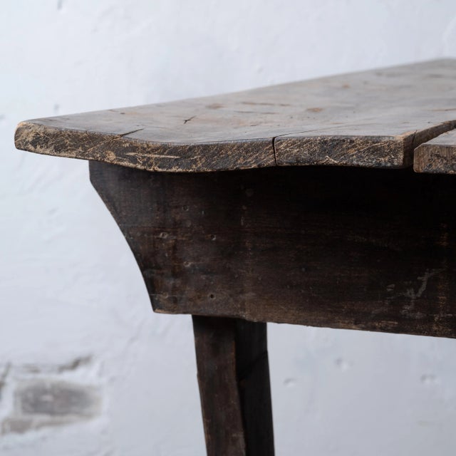 Primitive Walnut Sabre Leg Table, 19th Century | Chairish