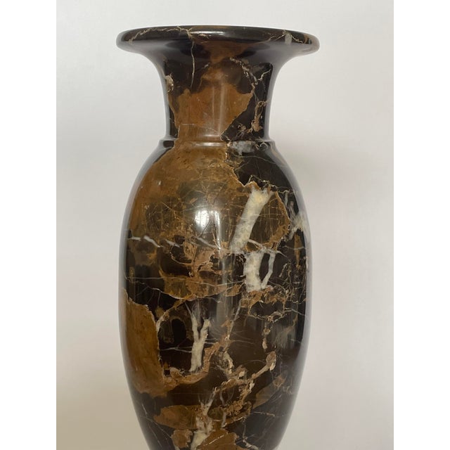Mid 20th Century Neoclassical Brown Marble Vase | Chairish