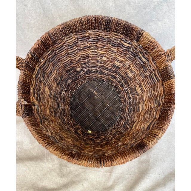 Vintage Woven Raffia Basket W/Handles | Chairish