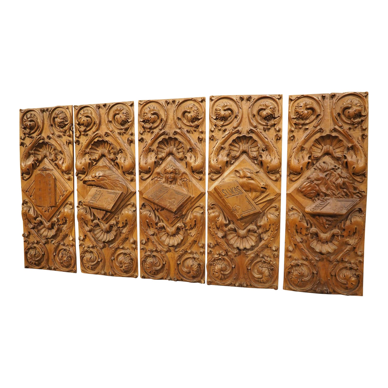 Set of 5 Early 19th Century Highly Carved Religious Panels From Naples ...