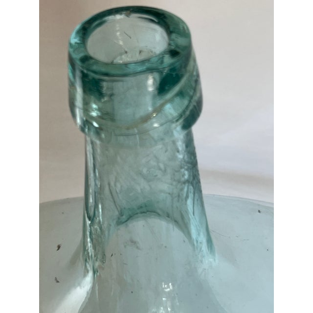 Vintage Light Blue Glass Demijohn Oval Shaped Bottle | Chairish