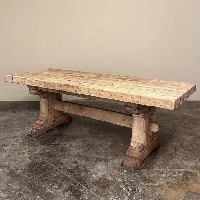 Grand Rustic Trestle Dining Table in Solid Oak With 2 Leaves | Chairish