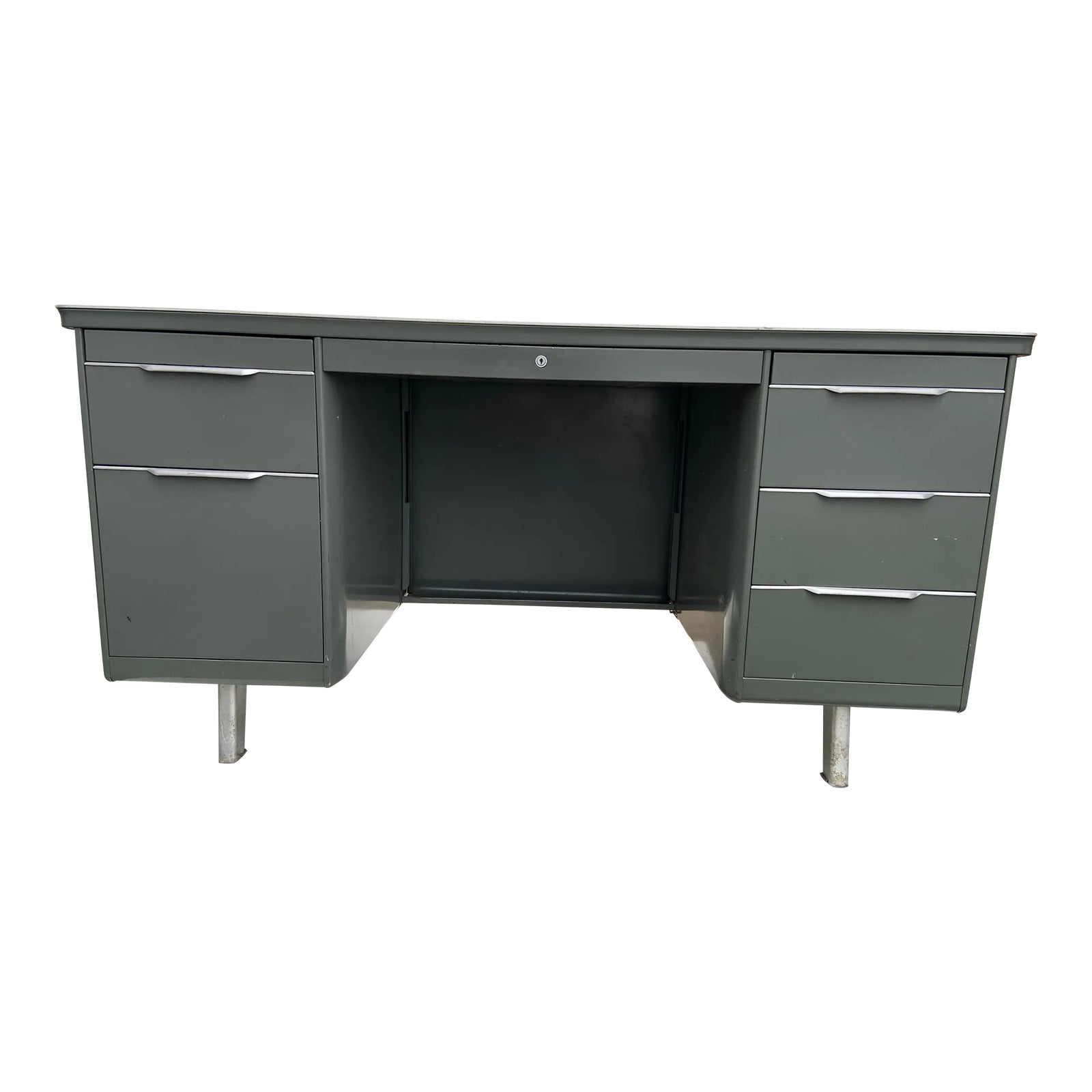 1960s The General Fireproofing Company Metal Tanker Desk | Chairish