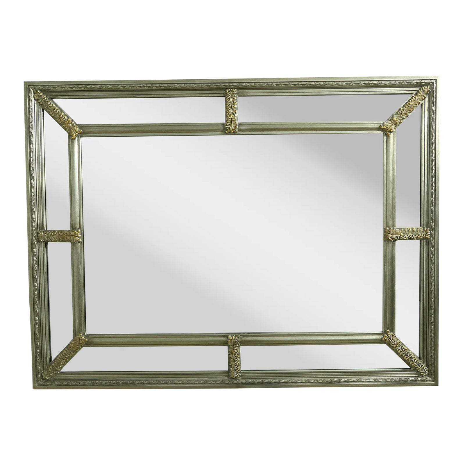 Bassett Silver Finish Rectangular Multi Panel Mirror | Chairish