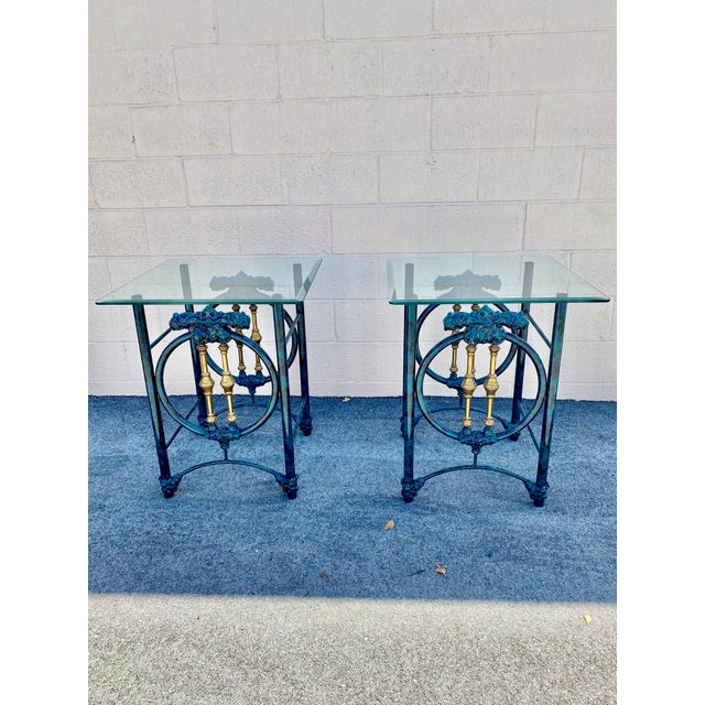 Gothic Turquoise Glazed Marble Lacquer Gilt Iron Sculptural Brass ...