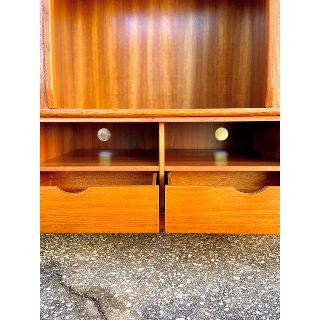 Danish Modern Teak Tambour Highboy Storage Cabinet | in the Style of Hp ...