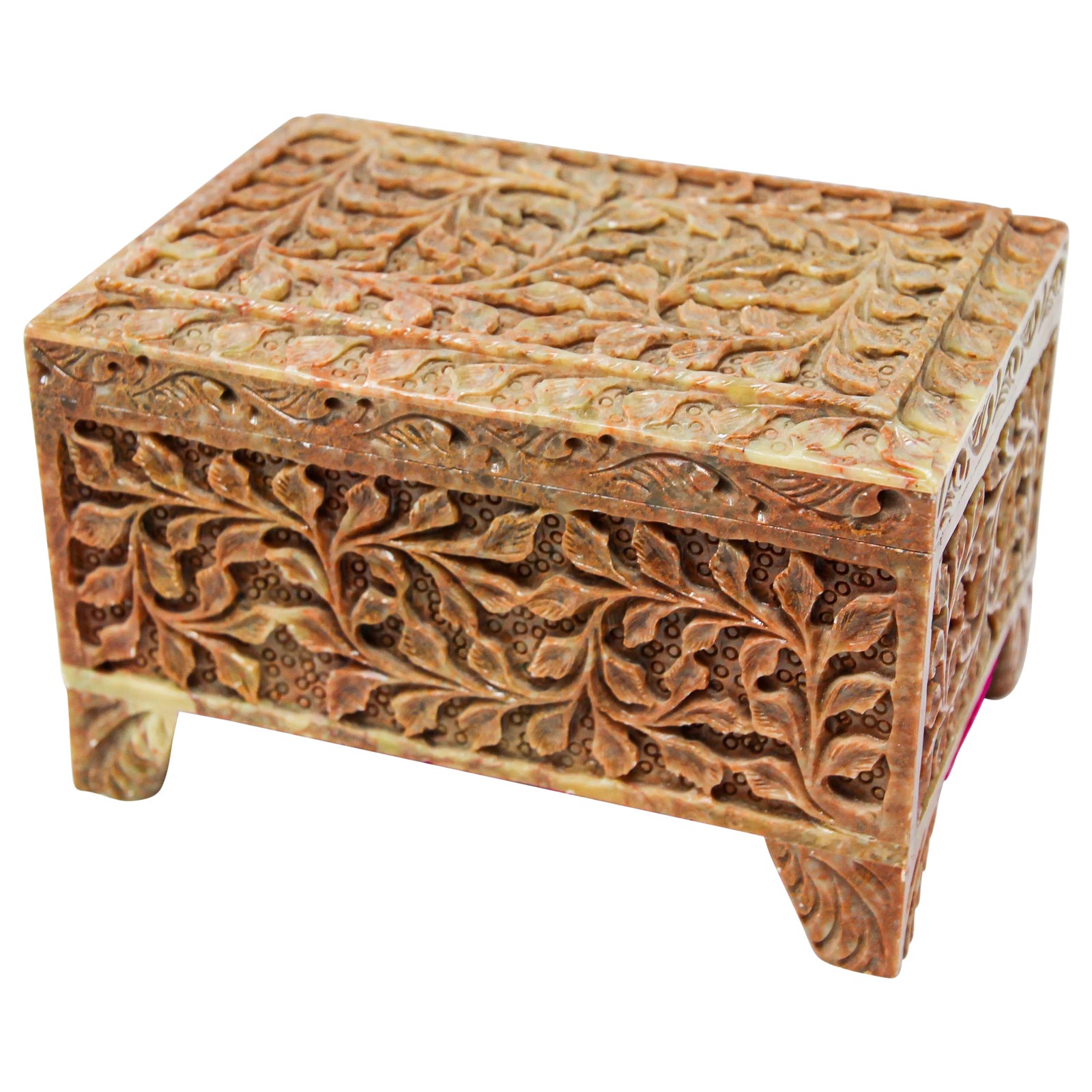 Hand-Carved Stone Jewelry Box Rajasthan, India | Chairish