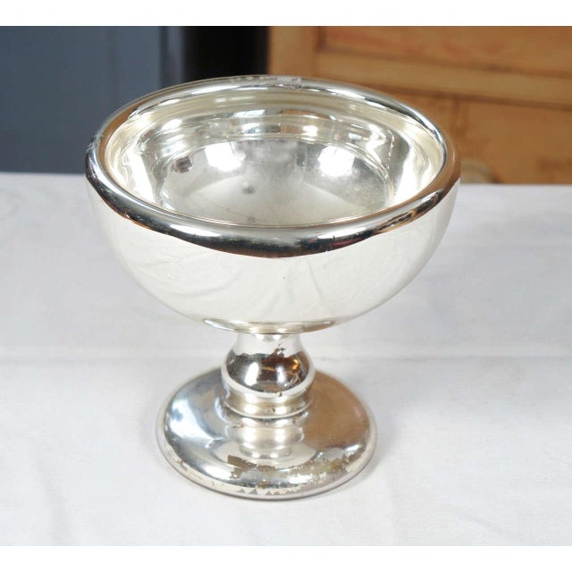Large Mercury Glass Footed Bowl | Chairish