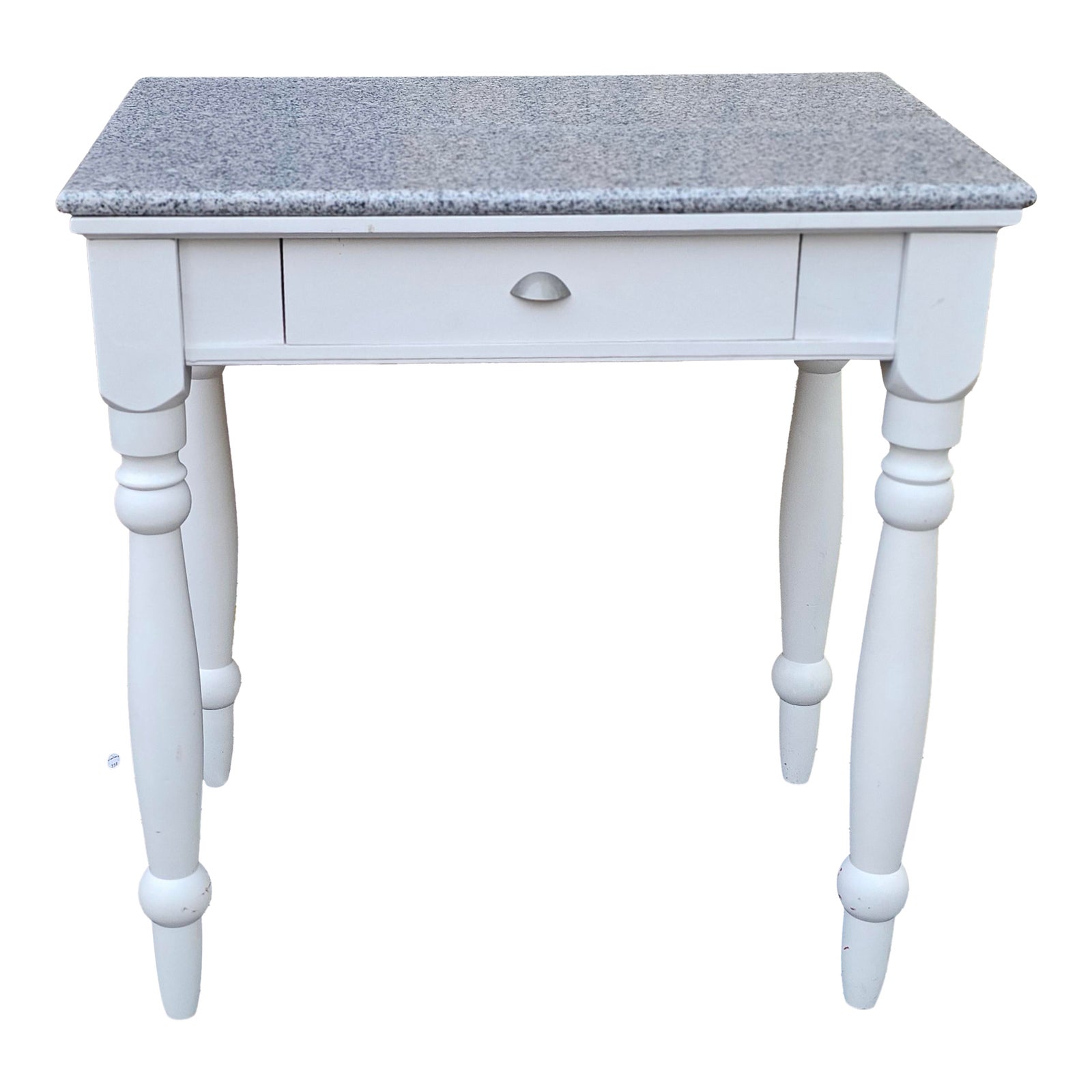 Whitewashed Granite Top White Painted Washstand Work Table | Chairish