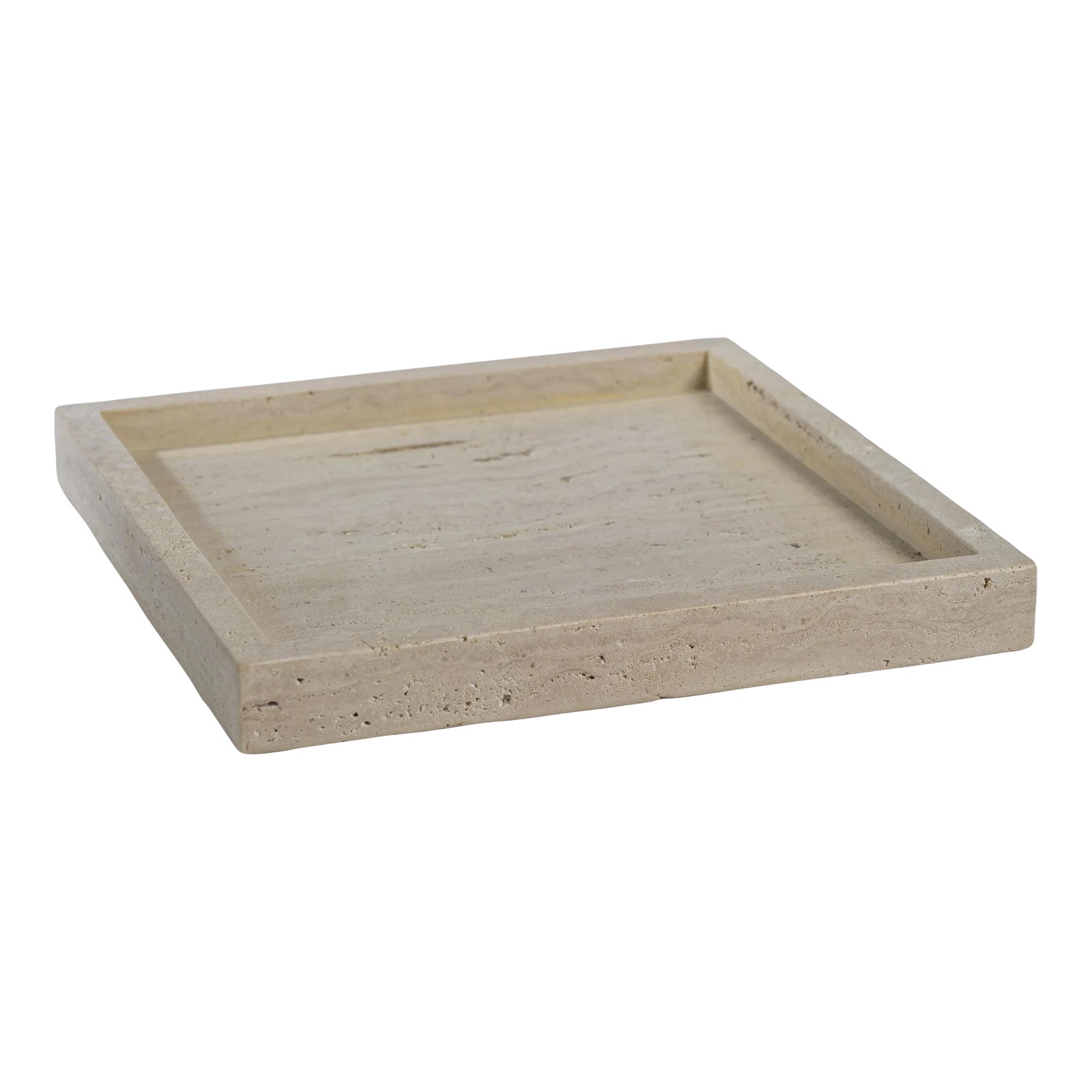 Scotia Travertine Marble Vanity Tray, 11" x 11" | Chairish