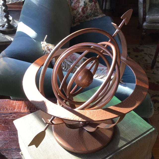 Vintage Metal Armillary Sphere Globe With Arrow | Chairish