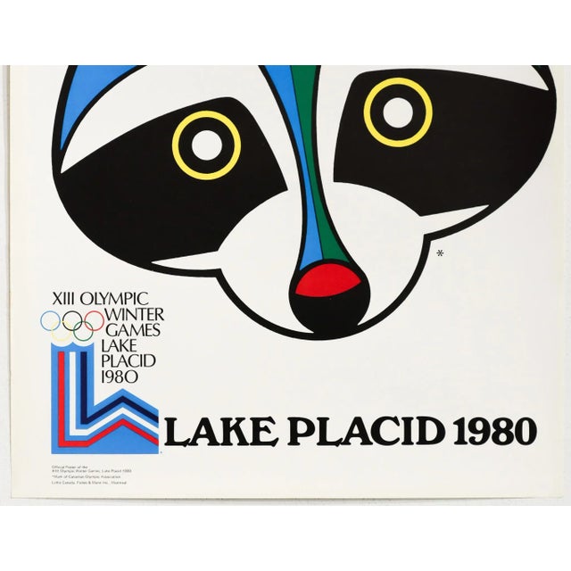 1980 Original Vintage Lake Placid Winter Olympics Poster, Raccoon ...